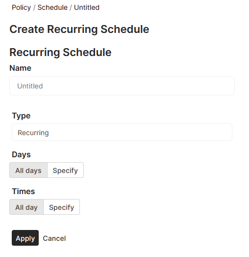 Creating a recurring schedule | Overlay-as-a-Service 24.3.0 | Fortinet Document Library